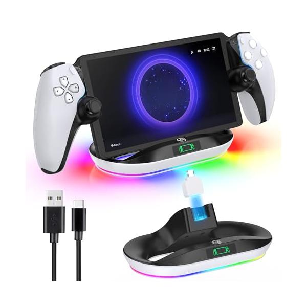 パッケージ個数:1・PSポータルリモートプレイヤー専用PSポータルリモートプレーヤー専用充電スタンドです。・便利な2つの充電方法(1)附属の磁気吸着コネクタをPS Portalに接続してから充電スタンドに置き、USBケーブルでスタンドのTy...