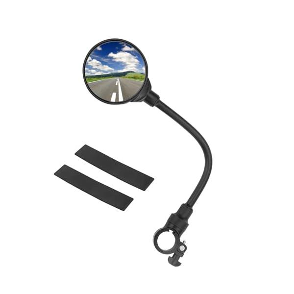 ?商品仕様サイズ：全長約38cm、鏡直径約9cm；カラー：ブラック；ハンドル内径Φ22?32mm；重量：約121g。・?高品質素材高品質なABS+PVC素材で作られており、頑丈で耐久性高、曲がりや折れが生じにくいです。また、鏡面はクリアで視...