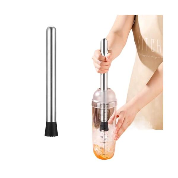 銀/30cm/suibingchui-30cm・カクテルロングペストルこのカクテルペストル撹拌棒には、幅広のダイヤモンド型の凹凸ハンマーヘッドが装備されており、より多くの摩擦を加えることができます。氷を効果的に砕き、ジュースを簡単に粉砕し、...