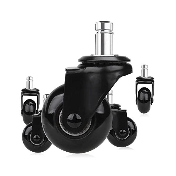 ・黒 50mm ・・Size:50mm・高品質： ポリウレタン製のタイヤが耐久性と柔らかさの両立で軽量且つ頑丈で回転スムーズなキャスター、フローリングに傷付きにくいです、広葉樹、ラミネート、タイル、スレート、カーペット、コンクリート、フロー...