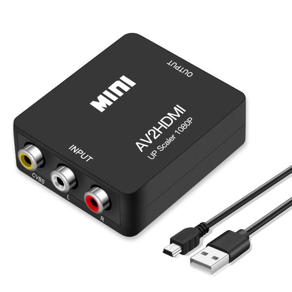 RCAアダプター・ブラック  JP-ZJX6・・Style:RCAアダプター・RCA to HDMI 変換コンバーター  ●アナログRCAコンポジット（赤、白、黄）入力をHDMI 720P/1080P（60HZ）出力に変換し、HDTV/モニ...