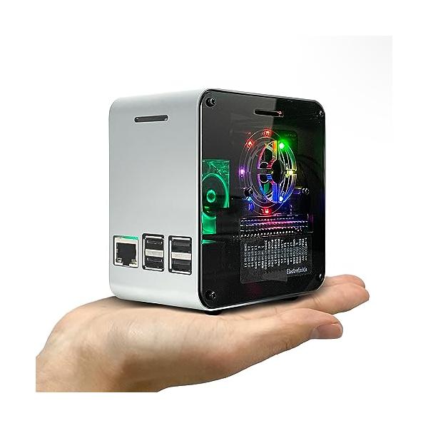 シルバー&amp;ダークグレー。/-/Raspi 3 DT Case・Raspberry Pi 3B用ミニチュアデスクトップスタイルケースPi 4には対応していません。・シルバーアルミニウムボディと透明ダークグレーのアクリルカバー。・大きな...