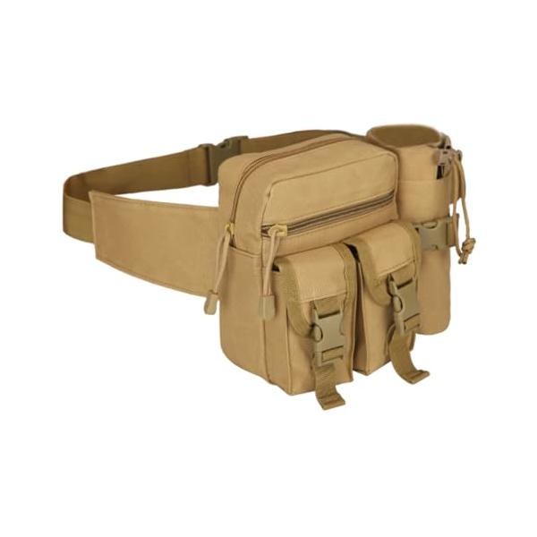 01カーキ/-/-・Color:01カーキ・?構造正面にカバー付きのポケットが二つ、ファスナーポケットが二つ、右側に水筒ポーチが一つ、内部にメインポケットが一つ、ジップポケットが一つ・?特徴水筒ポーチはウエストバッグから取り外し可能、単独で...