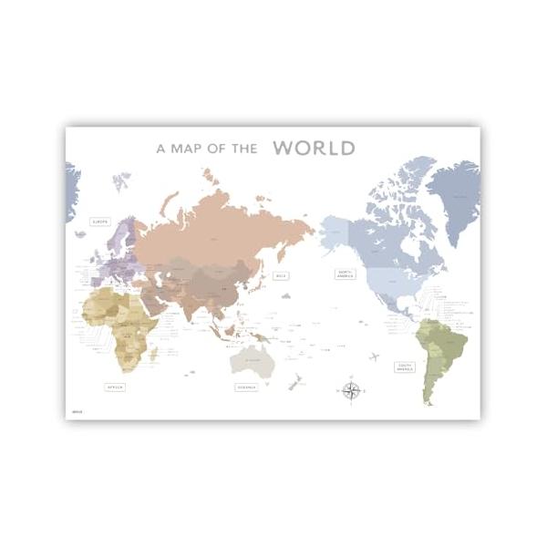 世界地図-/長さ59 cm x 幅42 cm/-・Style:世界地図・?国名をカタカナに変更いたしました。（以前は英語表記）?・水で貼って剥がせる（繰り返し使える）　防水ポスター（破れにくいユポ紙使用）・長持ち　耐候性（日焼けに強い）イン...