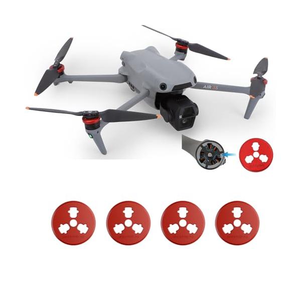 4個入 レッド/-/ドローンモーターカーバー・Color:4個入 レッド・対応機種：dji air 3s/air 3/mavic 3 pro/mavic 3 classic ドローン用モーター保護カバー。露出したモーターへのゴミの侵入や経年...