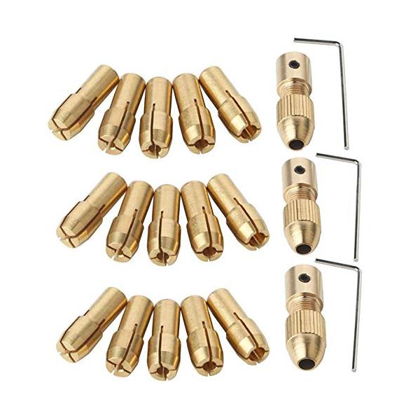 -/3.17mm/-・パッケージ個数:1・セット内容：φ3.17mm X 3セットコレットチャック。適用：0.5〜3.0mmドリル。・カラー：ゴールデン 材質：真鍮 、特殊な熱処理を経て、硬度が高く、長持ちします。・BS板、アルミニウム板、...