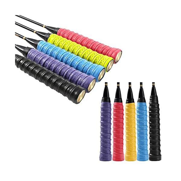 ・0  ・パッケージ内容グリップバンド10本入り、10色。長さ約110cm、幅約2.5cm、厚さ約0.7mm。・滑り止めグリップの表面は凹凸型で、衝撃を軽減します。汗を効果的に吸収できる小さな穴がたくさんあるグリップテープ、滑り止めとしても...
