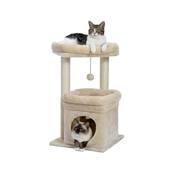 コンテンポラリー・ベージュ M AR14-AMT0179BG・・Size:MColor:ベージュ・商品仕様幅40×奥行40×高さ68cm、重量5kg。・天然サイザル麻紐爪研ぎ沢山ガリガリできて、猫ちゃんも幸せそう・ベッドが二つトップベッド（...