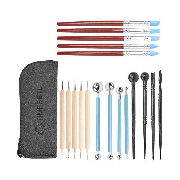 19点/-/-・Color:19点・初心者から上級者まで様々な需要に対応できる粘土道具19点セットです・材質：木製+シリコーン+ステンレス+プラスチック 製粘土ツール・用途：陶芸、工芸、ワックスカービング、模型製作、フィギュア制作、レジン製...