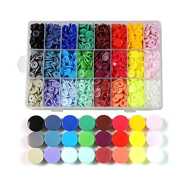 -/ボタン直径：11.8mm/-・商品：T5スナップボタン 色: 24色 材質: 樹脂+プラスチック 数量: 408組プラスナップ ボタン直径：11.8mm T5対応ハンドプレスはT5に適用です。・肌に優しいプラスティック製ボタンを簡単に取...