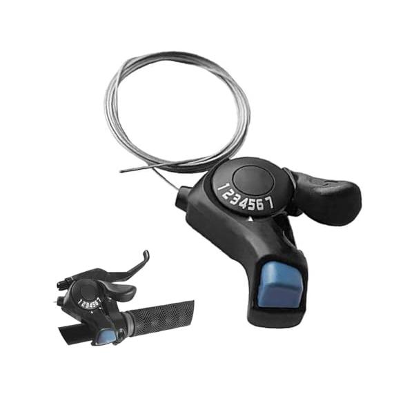 シンプル黒/-/ne-230122・高品質素材当社の自転車ギアシフターはに優れた金属素材で作られており、耐久性のある使用と簡単な操作を備えています。7速シフターで 激しいサイクリング活動の要求に耐え、直径22.2mmのハンドルバーに適してい...