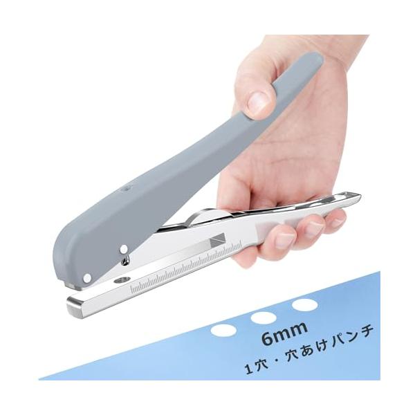 シルバー/6mm/NH006・Size:6mm・製品仕様：商品サイズ：18cm x 11.2cm x 1.8cm 重量：294g；材質：金属；パンチ穴径は約6mm；奥行最大は約50mmです。・超長い距離：更新して超長い距離で、用紙の入力深さ...