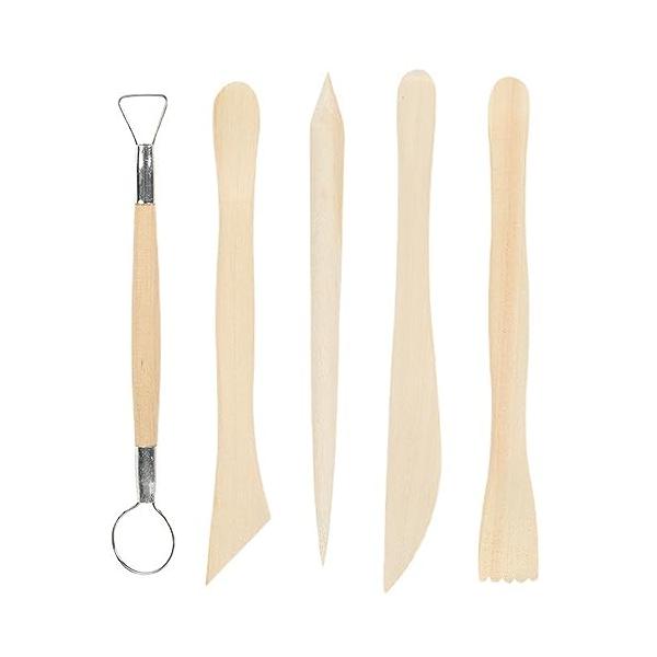 セット内容：プラスチックナイフ3本＋トリミングナイフ1本＋陶器針1本・サイズ：プラスチックナイフ3本：長さ15.3cm、トリミングナイフ：長さ16.5cm、陶器針：長さ15.3cm なめらかで端正、優れた握り心地・材質：ステンレス鋼/木製、...