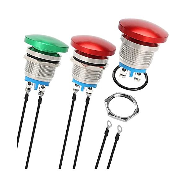 A.3x16mmモメンタリメタル押しボタンスイッチ2赤1緑/-/KK-US-086・Color:A.3x16mmモメンタリメタル押しボタンスイッチ2赤1緑・仕様，モメンタリ押しボタンスイッチ:押し続け、オン、リリース、オフ。 取り付け穴の直...