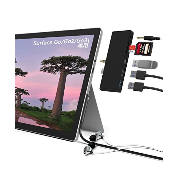 Surface Go/Go2/Go3 ハブ/-/-・Color:Surface Go/Go2/Go3 ハブ・マルチポートSurface Go/Surface Go 2/Surface Go 3ハブ:1つのUSB Cポートと1つのオーディオポ...