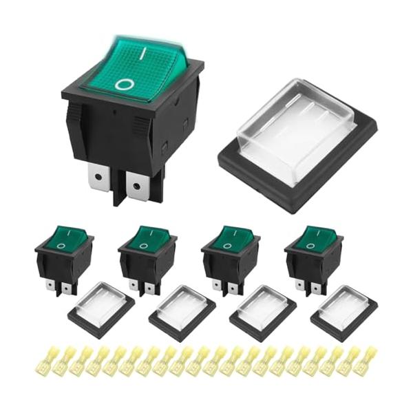 緑色ライト緑色ライト/-/WE-DA-401A・Color:緑色ライト・仕様: 30A 250V AC。 接点タイプ: 2 極単投 DPST。 端子: 4 ピン 2 位置オン/オフ、および T125 温度度 -25C 〜 +125C。・大電...