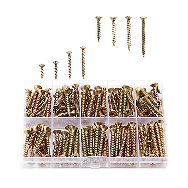 材質高品質の色付けされた亜鉛メッキ表面がカートン鋼で作られており、本製品は丈夫で、強度が高くて、変形しにくい・パッケージコンテンツ製品名：ねじ；ネジ式：全ネジ；表面処理：亜鉛メッキ表面；十字穴付皿；収納ケース付き・サイズM3.5mm x 1...