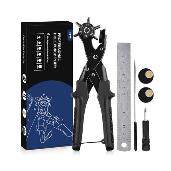 ニューブラック/-/NJPTAP1B・Color:ニューブラック・サイズマーク＆多機能6つの異なる回転可能なサイズの穴ヘッド：2mm、2.5mm、3mm、3.5mm、4mm、4.5mm。革、ベルト、プラスチック、ゴム、キャンバス、布、厚紙、...