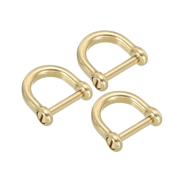 素材：真鍮；内幅：13 mm / 0.51；サイズ：17 x 19mm / 0.67 x 0.75（長さ×幅）；パッキングリスト：Dリングシャックル3個・特徴：真鍮製で、使用時に頑丈で耐久性があり、錆びにくいです。ミラーポリッシュ加工により...