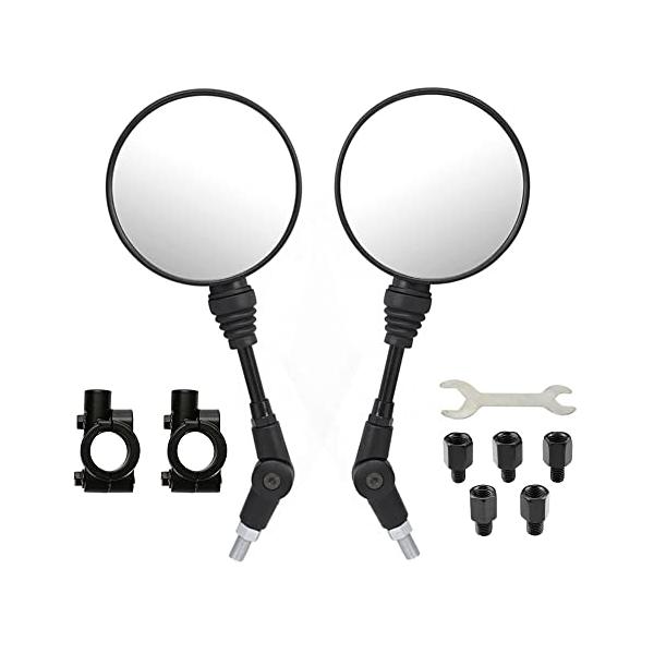 ブラック/直径115mm/-・セット内容：バイク用ミラー×2左右 セット、ミラーホルダー×2、M10正ネジ×1、M10逆ネジ×1、M8正ネジ×2、M8逆ネジ×1、両口スバナ×1・折りたたみ機構：必要に応じて、六角レンチを使用して折りたたみ角...