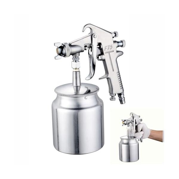 下壺シルバー/-/AUTAKI・360°調整可能なノズルガン スプレー 1.5mmステンレスノズル、真鍮の気流キャップ、ノズルキャップを調整することにより、360°ノズルの方向を調整することができ、ステンレス鋼の材料は非常に耐久性があり、軽...