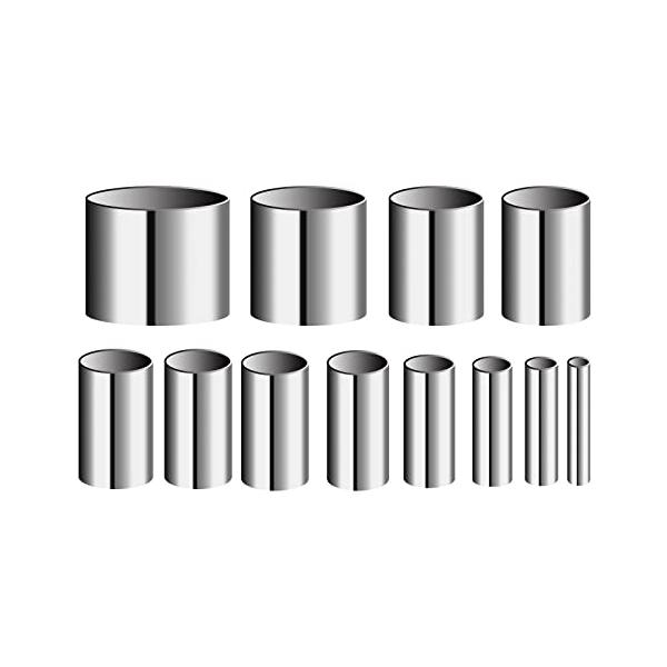 材質：ステンレス・サイズ：直径：3mm/4mm/6mm/8mm/10mm/13mm/16mm/19mm/22mm/25mm/28mm/32mm　高さ25mm・ミニサイズの円型の粘土カッターを12種類揃えました。透明のケースに入れて場所を取り...