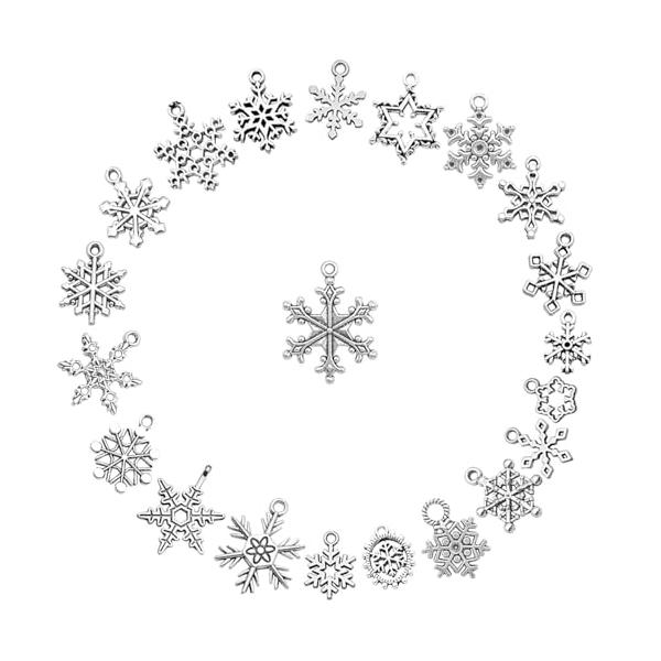 シルバー/雪 シルバー/M2・合計90~100個ごろ・素材：メタル・種類：5種類・ネックレスやキーホルダーやヘアゴムやストラップなど様々なところでお使いいただけます。・おすすめ：弊社でほかにもいろいろなジュエリーDIY材料があるので、ご自由...
