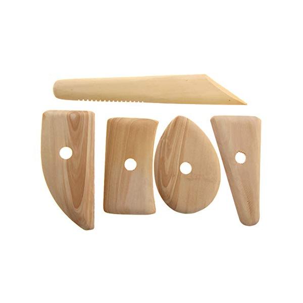 -/-/Kingsiely・材質：ウッド・サイズ：写真をご参考にしてください。・陶芸、粘土用の定番な形のこてが揃っています。・形を整えたり、器づくりに便利です。・パッケージ：5個セット