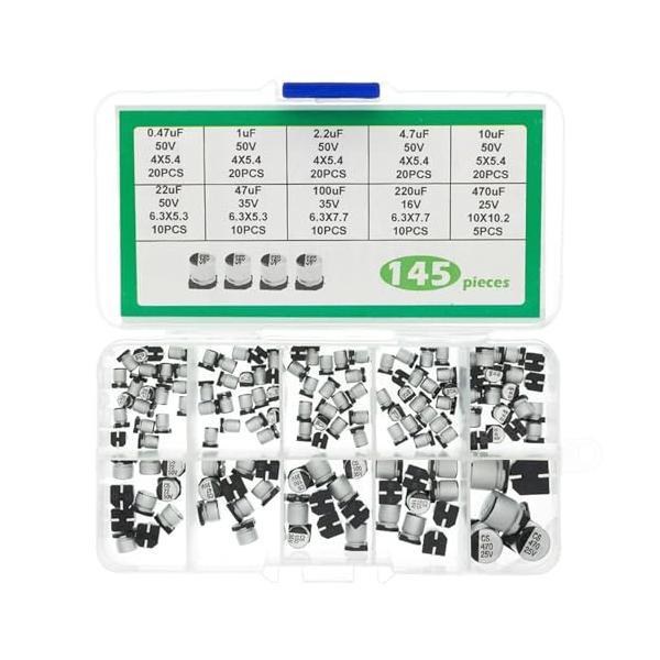 本製品はSMD（表面実装）タイプのため、取り付けが簡単です。・コンピュータのマザーボードに最適です。・容量モデル： 0.47μF、1μF、2.2μF、4.7μF、10μF、22μF、47μF、100μF、220μF、470μF。・使用用途：...