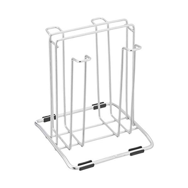 モダンシルバー/-/HB-3948・PatternName:グラススタンド・パッケージ個数:1・製品サイズ:約幅12.5×奥行12.5×高さ15.5cm・製品重量:約0.22kg・素材・材質:本体/ステンレス鋼、すべり止め/ポリプロピレン・...