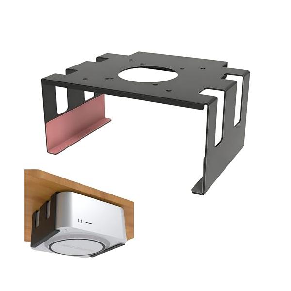 デスク下取付け設計：mac studio スタンド はデスク下側に直接固定するマウント式設計を採用，Mac Studio本体を卓上から移動させてスペースを解放。取付け範囲は板厚1.5-5cmのデスクに対応，付属のネジとワッシャーで工具不要で...