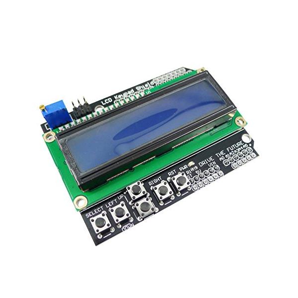 パッケージ個数:1・チップの動作電圧: 4.5-5.5V・LCDキーパッドシールド入出力拡張ボード・1602 キャラクター液晶;白い言葉でブルーバックライト。これは2行表示によって、基本的な16文字です。・非常に一般的なHD44780パラレ...
