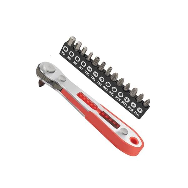 レッド/-/TC 20008・15種類のビット+ラチェットレンチ: H3-H6/T20-T30/PZ1-PZ3/PH1-PH3/SL6/PH2など多様なビットを網羅・36歯ラチェット機構: スムーズな両方向回転で効率的な作業が可能・高耐久素...