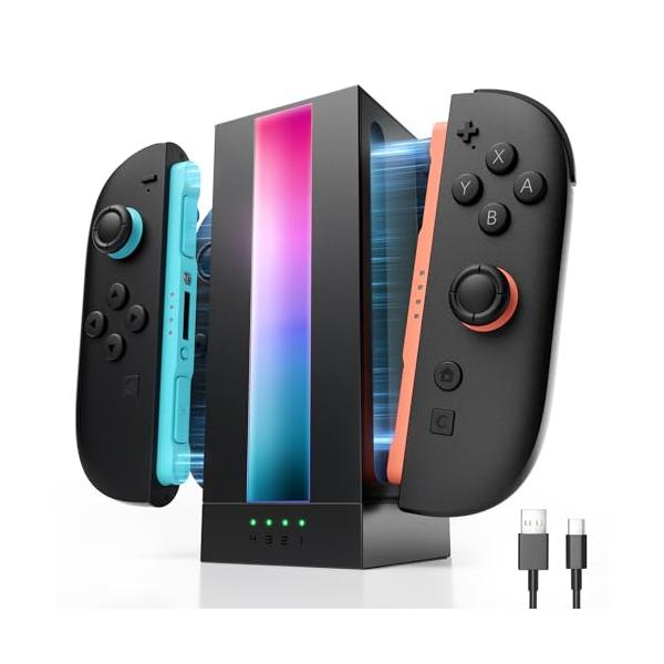 ブラック/-/GP0501・Switch2 JoyCon専用設計JSAUX EnergyFlow 充電ドックは、2025年発売のSwitch 2 JoyConに完全対応。2セット（合計4個）のJoyConを同時高速充電可能。ゲーム中の電源切...