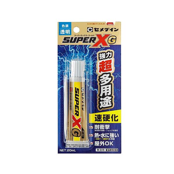 熱・水・ショックに強い・屋外にも使える、スーパーXの性能はそのままに高透明度・ハイスピードを実現しました。【用途】金属、プラスチック、ゴム、石、木、紙、皮革などの接着。【機能・特徴】2分で動かなくなり、1時間で実用強度に達します。シンナーを...