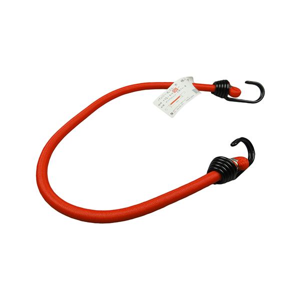 伸縮性があり、周囲を糸で特殊織しているため、強度があります。【用途】荷物の仮留め・固定。【機能・特徴】両端にフックの付いた丸ゴムです。フック取付なので、様々な所に簡単に取付可能です。【仕様】●サイズ：約50cm。●色：赤。【材質】●ポリプロ...