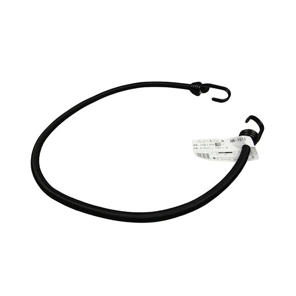 伸縮性があり、周囲を糸で特殊織しているため、強度があります。【用途】荷物の仮留め・固定。【機能・特徴】両端にフックの付いた丸ゴムです。フック取付なので、様々な所に簡単に取付可能です。【仕様】●サイズ：約70cm。●色：黒。【材質】●ポリプロ...