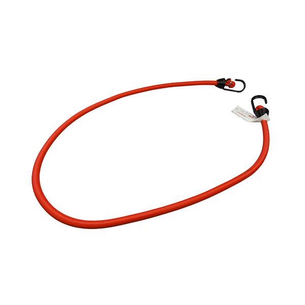 伸縮性があり、周囲を糸で特殊織しているため、強度があります。【用途】荷物の仮留め・固定。【機能・特徴】両端にフックの付いた丸ゴムです。フック取付なので、様々な所に簡単に取付可能です。【仕様】●サイズ：約110cm。●色：赤。