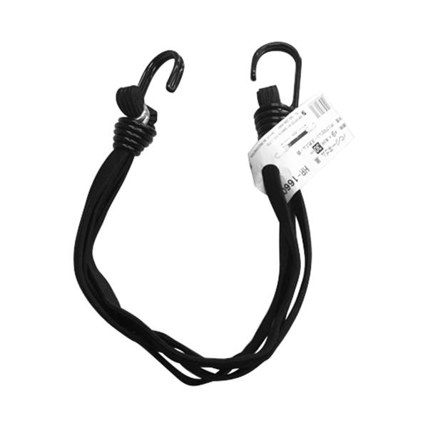 伸縮性のある両端フック付の平ゴムです。【用途】荷物の仮固定や結束。【機能・特徴】四つ又になっている為、四面から固定することができます。【仕様】●幅：9mm。●長さ：30cm。●4本組。●色：黒。【材質】●フック：スチール。●中芯：天然ゴム。...