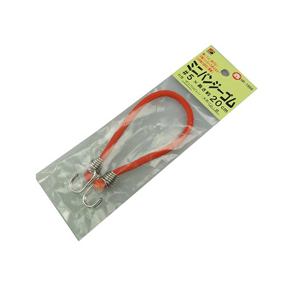 細くてよく伸びます。【用途】荷物の仮留め・固定。【機能・特徴】小荷物の固定に最適、手軽にいろいろ使えます。【仕様】●サイズ：5号×約20cm。●色：赤。【材質】●ポリプロピレン。●天然ゴム。●鉄。