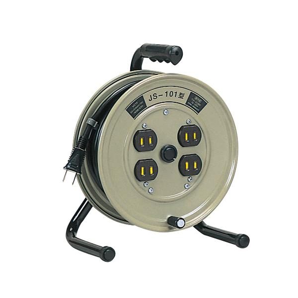 軽作業や手狭な現場用10mコードリールです。【用途】コードリール。【機能・特徴】プラグを指すと開閉する防塵シャッターで、コンセント内部へのゴミやホコリの侵入を防ぎます。【仕様】●屋内用。●サイズ：(寸法)W228×H274×D134mm・(...