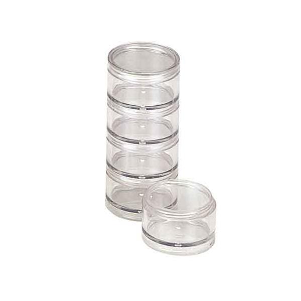 【用途】小物の収納に最適。【機能・特徴】丸型５段に分けられるねじ込みジョイント式。中身が見易いクリアータイプ。【材質】●本体・蓋：スチロール。