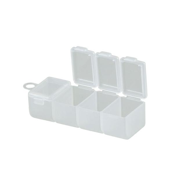 【用途】小物の収納に最適。【機能・特徴】単独で開く４小間。中身が見易いクリアータイプ。【材質】●本体・蓋：ポリプロピレン。