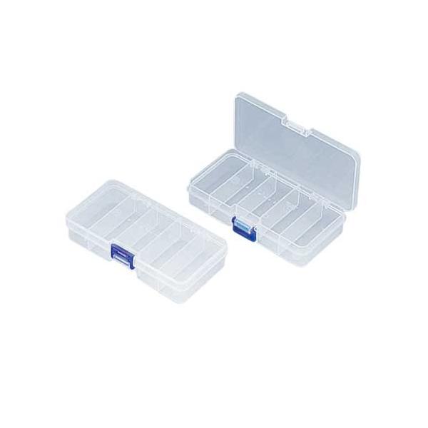 長ものの種分け収納に最適。【用途】小物収納。【機能・特徴】長ものの種分け収納に最適です。ピッタリ一体、Ｗ機能で持ち運び収納も便利です。蝶番、バックルはオール別部品使用で、耐久性抜群です。【仕様】●色：クリア。●仕切り：５コマ。【材質】●コー...