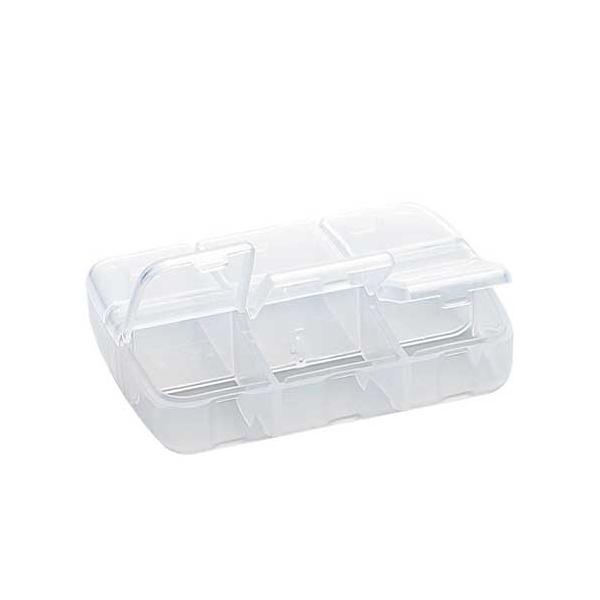 小物収納に。【用途】小物収納に最適。【機能・特徴】くすり・釣り具・文具・アクセサリーなどの収納・携帯に便利です。【仕様】●６コマ。●個別収納。●品名シール付。【材質】●ＰＰ。
