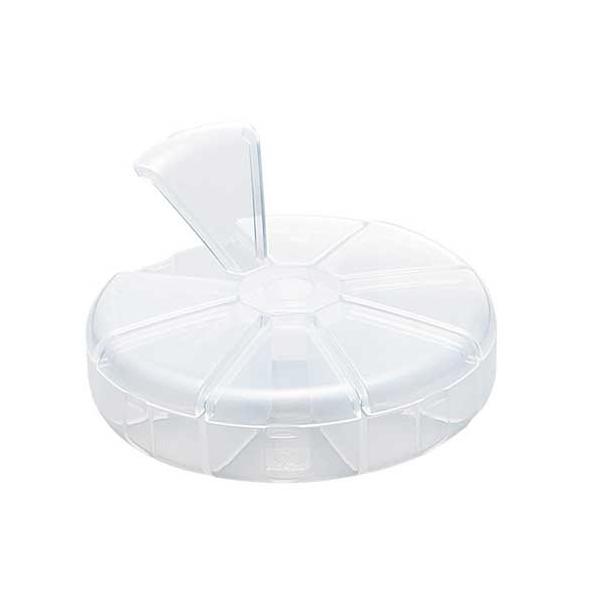 小物収納に。【用途】小物収納に最適。【機能・特徴】くすり・釣り具・文具・アクセサリーなどの収納・携帯に便利です。【仕様】●８コマ。●個別収納。●品名シール付。●円形型。【材質】●ＰＰ。