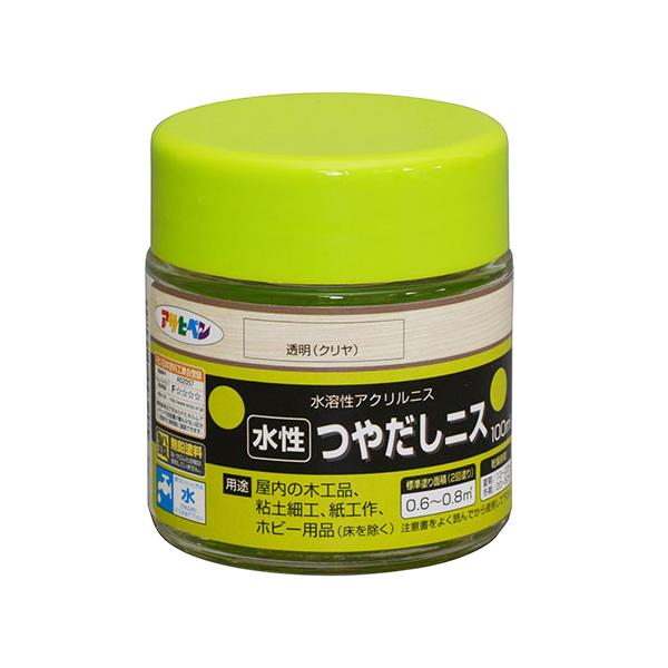 絵の具の上に塗っても色がにじみません。【用途】屋内の木工品、粘土細工、紙工作、ホビー用品の塗装。【機能・特徴】水彩絵の具やポスターカラー(一部の色を除く)の上に塗っても色がにじまず、ツヤ消しに仕上がります。速乾性で塗りやすい、ツヤあり透明ニ...