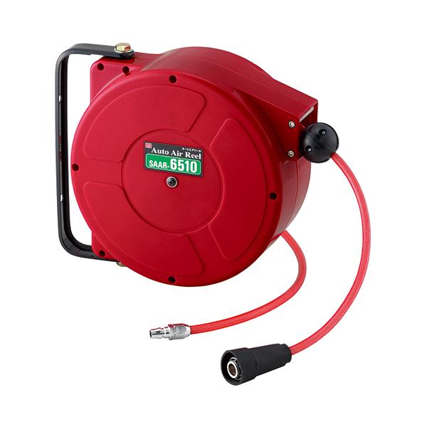 わずらわしいエアーホースの取り回しや後片付けが解消でき、安全で快適な環境で作業ができます。【用途】自動エアーホース巻取機。【機能・特徴】今までわずらわしかった10mエアーホースの取り回しが簡単になります。エアーホースをばねの力で自動で巻き取...