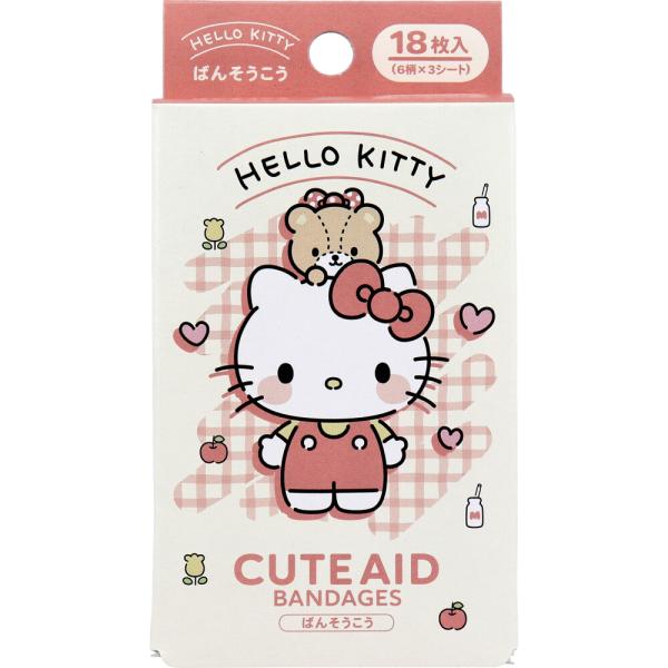 ハローキティ CUTE AID ばんそうこう 4 18枚入6柄×3シート。●滅菌済。
