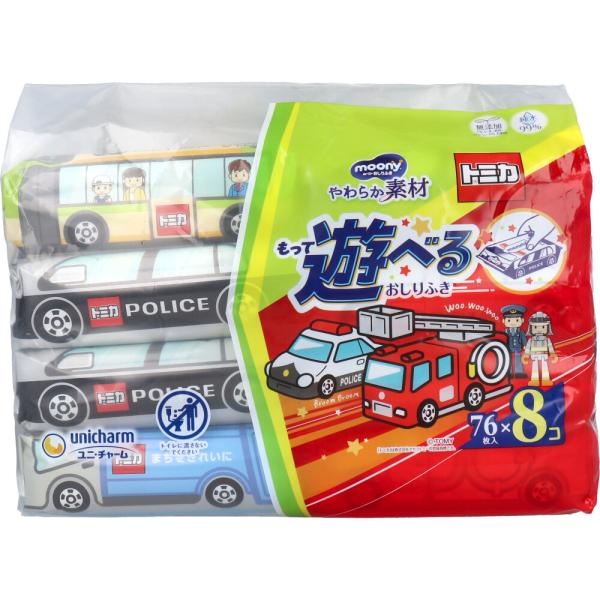 ムーニー おしりふき やわらか素材 トミカデザイン 詰替用 76枚入×8個パック